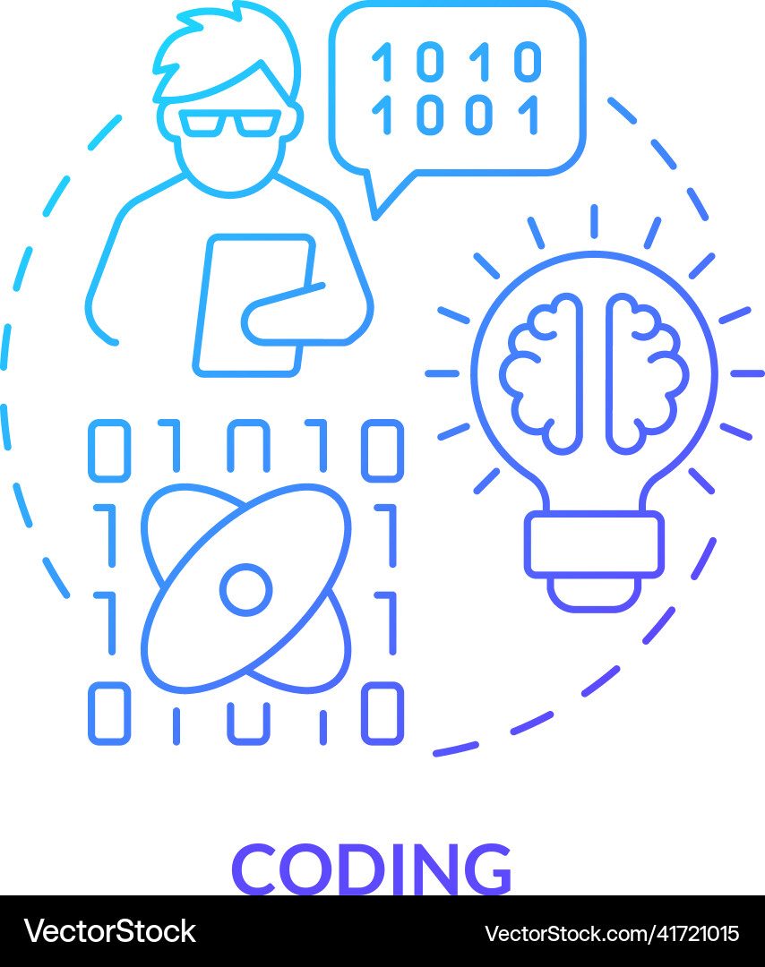 Coding blue gradient concept icon Royalty Free Vector Image