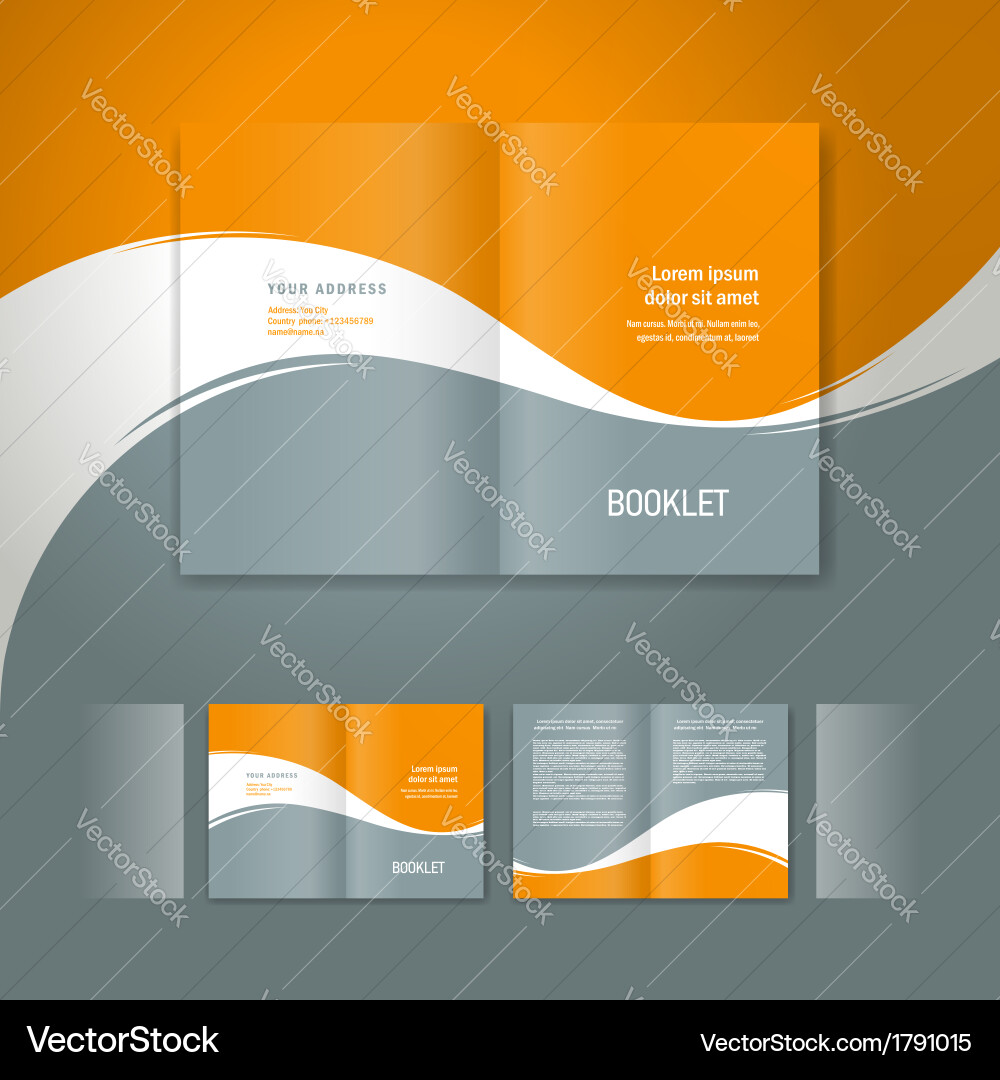 Elegant Booklet Template - White & Orange Vector Image