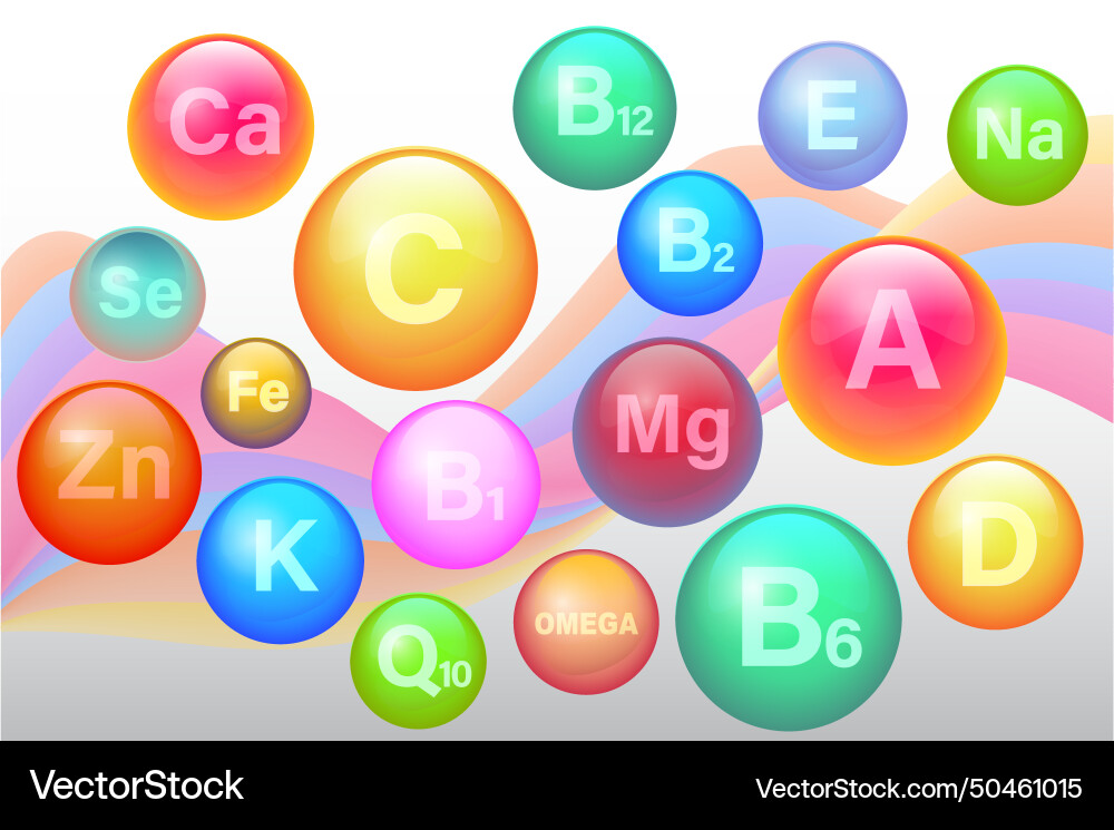Essential vitamin and mineral complex Royalty Free Vector