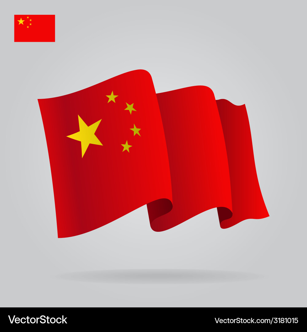 Flat and waving chinese flag Royalty Free Vector Image