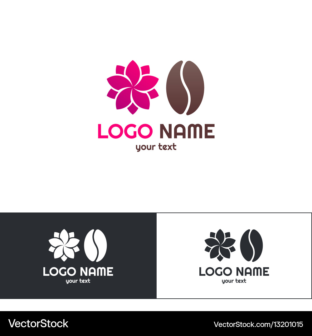 Flowers coffee logo one Royalty Free Vector Image