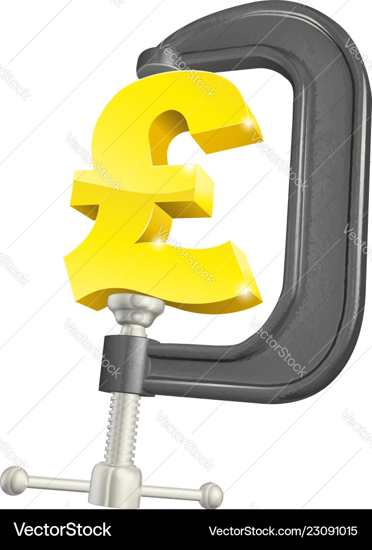 Pound sign in clamp concept Royalty Free Vector Image