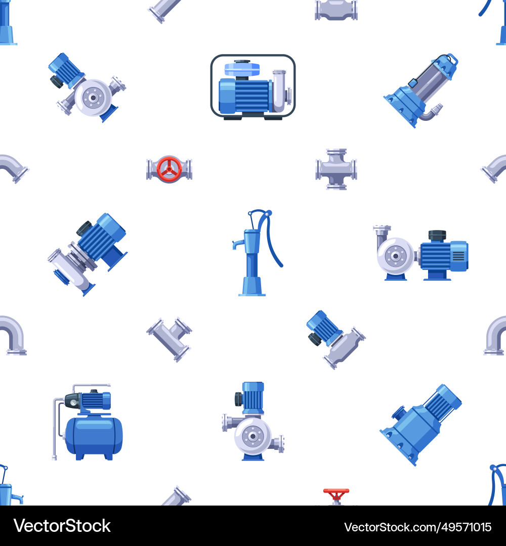 Seamless pattern featuring pipes faucets Vector Image