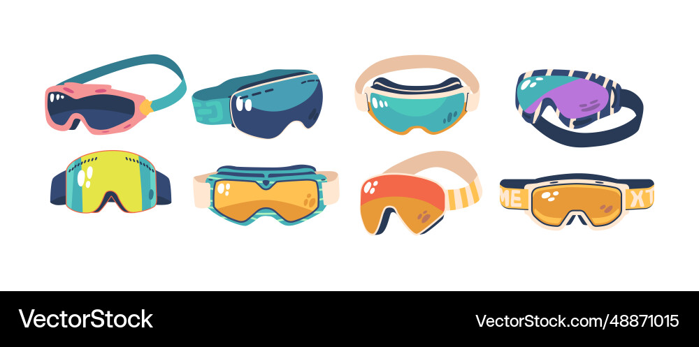 Set of snow goggles essential for winter Vector Image