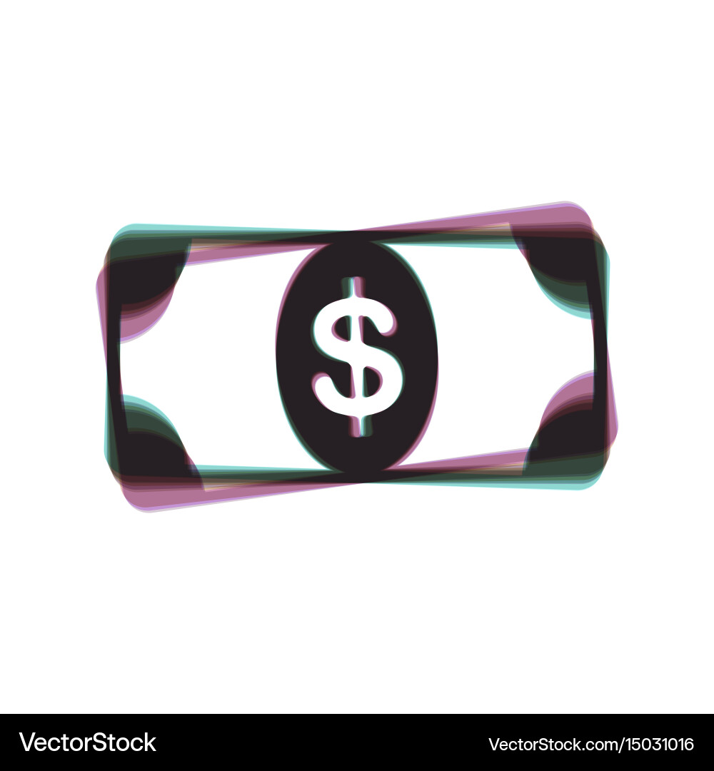 Bank note dollar sign colorful icon Royalty Free Vector