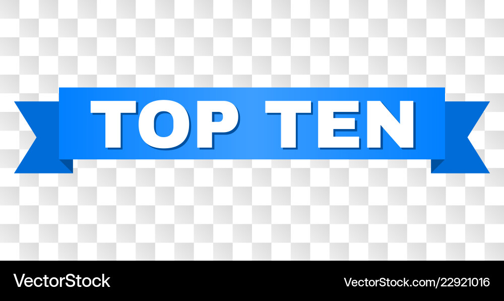 Blue ribbon with top ten text Royalty Free Vector Image
