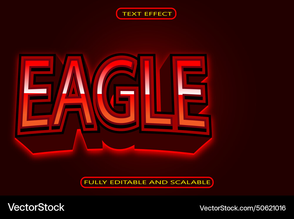 Eagle editable text effect 3 dimension modern Vector Image