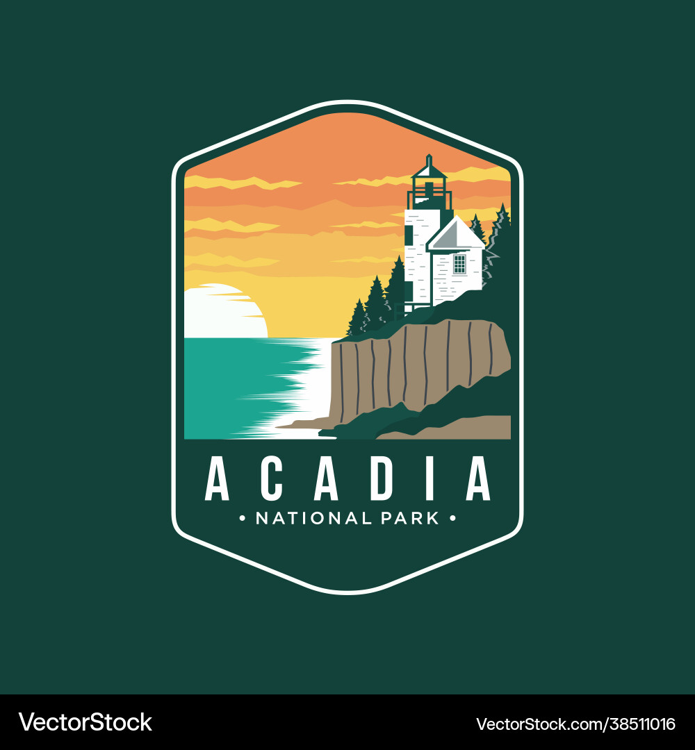 Emblem patch logo acadia Royalty Free Vector Image