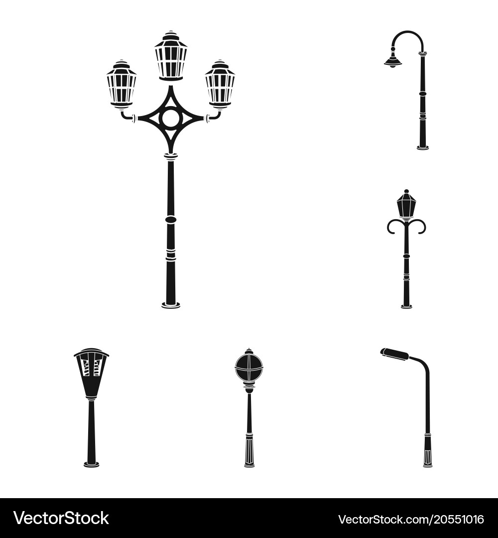 Lamp post black icons in set collection for design
