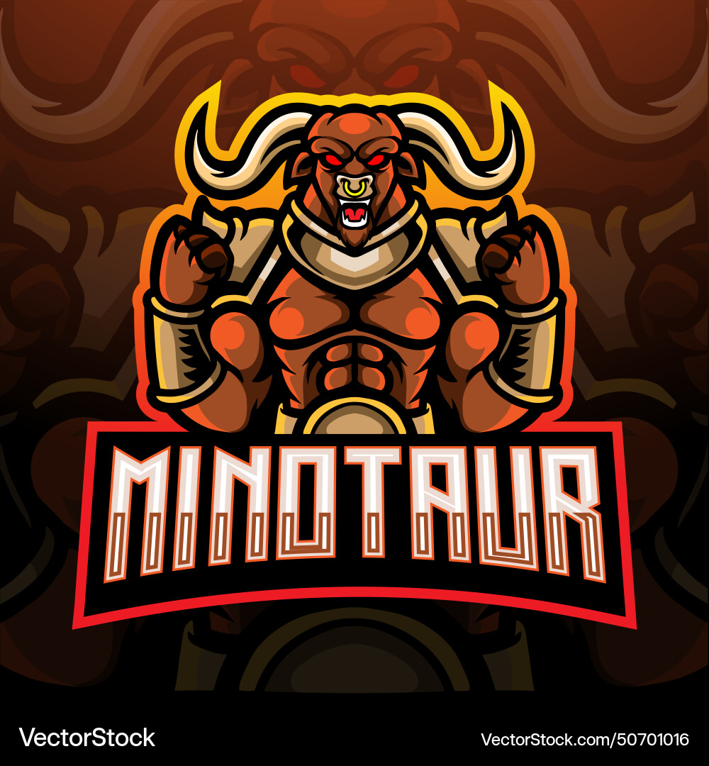 Minotaur esport logo mascot design Royalty Free Vector Image