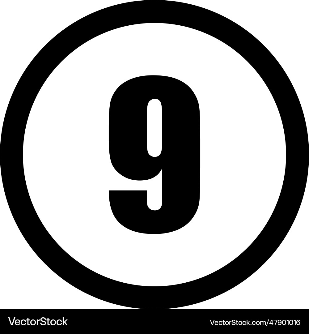 9 （Number 9 icon in a circle nine Royalty Free Vector Image）