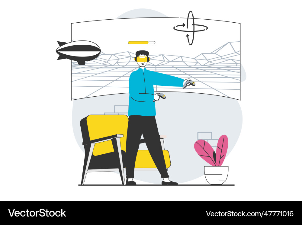 Virtual reality concept with people scene in flat Vector Image
