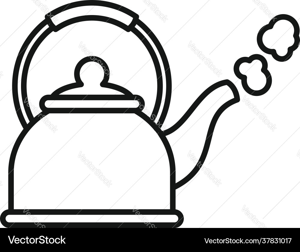 Boiling kettle icon outline style Royalty Free Vector Image
