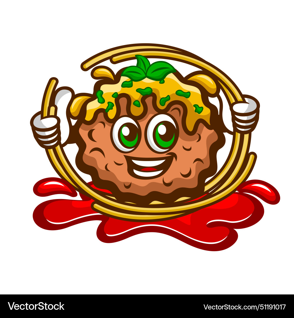 Mascot funny meatball logo Royalty Free Vector Image