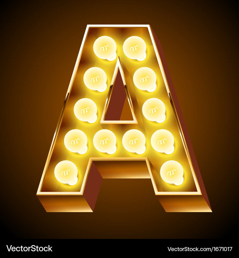 Realistic old lamp alphabet for light board Vector Image