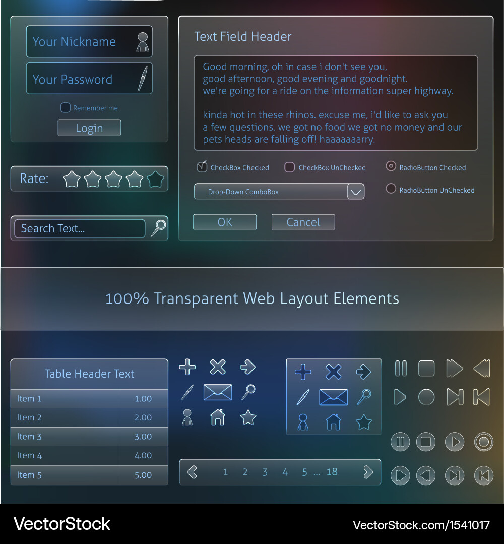 Transparente Web-Designfelder Vorlagen Lizenzfreier Vektor