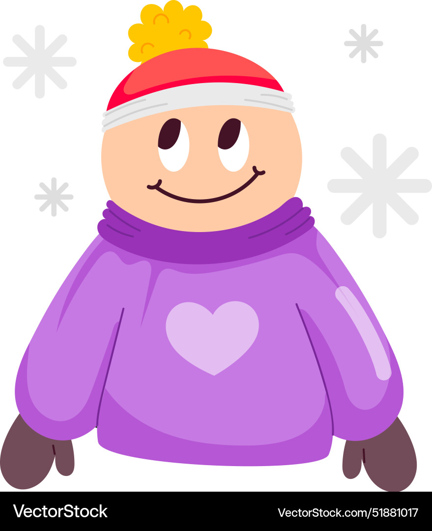 Webcute flat style cartoon in winter clothing Vector Image