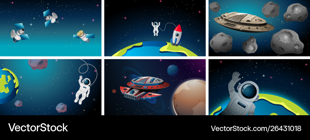 Big space scene set Royalty Free Vector Image - VectorStock