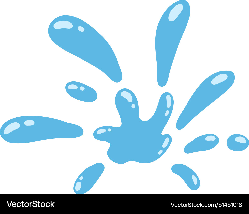 Cartoon blue dripping water drop splash spray Vector Image