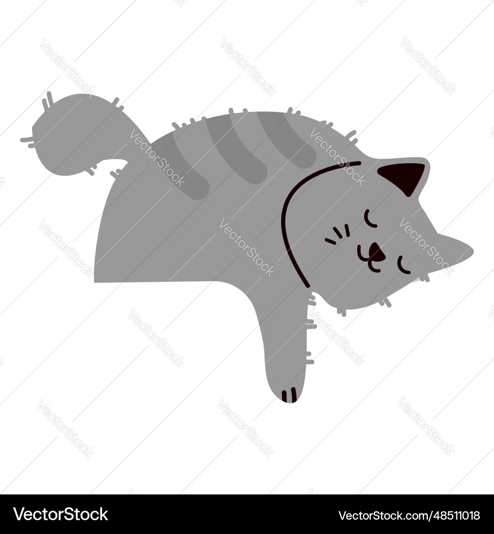 Cute cat sleeping doodle cartoon Royalty Free Vector Image