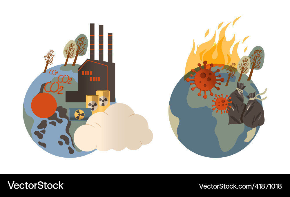 Ecological problems set environmental pollution Vector Image