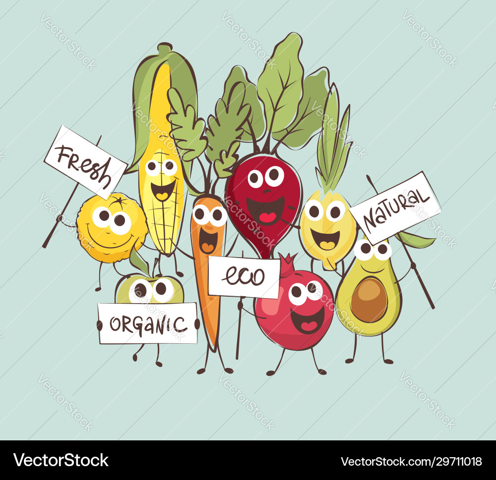 Funny cartoon foods Royalty Free Vector Image - VectorStock
