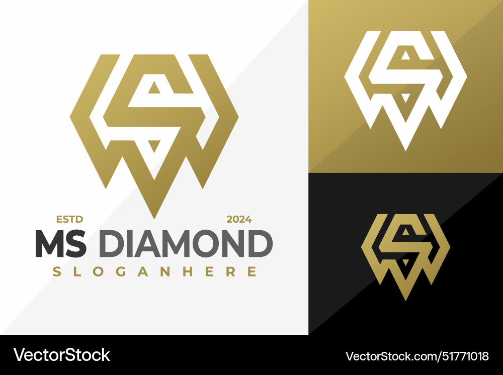 Letter ms or sm diamond logo design symbol icon Vector Image