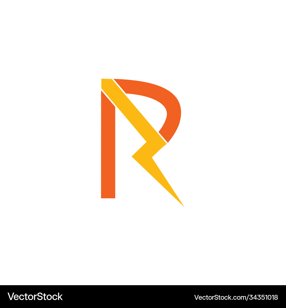 Letter r thunder shape symbol logo Royalty Free Vector Image