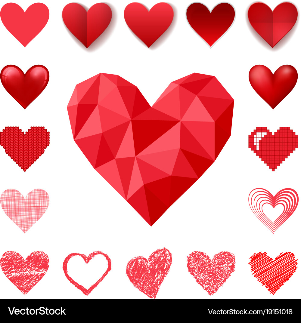 Red heart sharp pink color card beautiful Vector Image