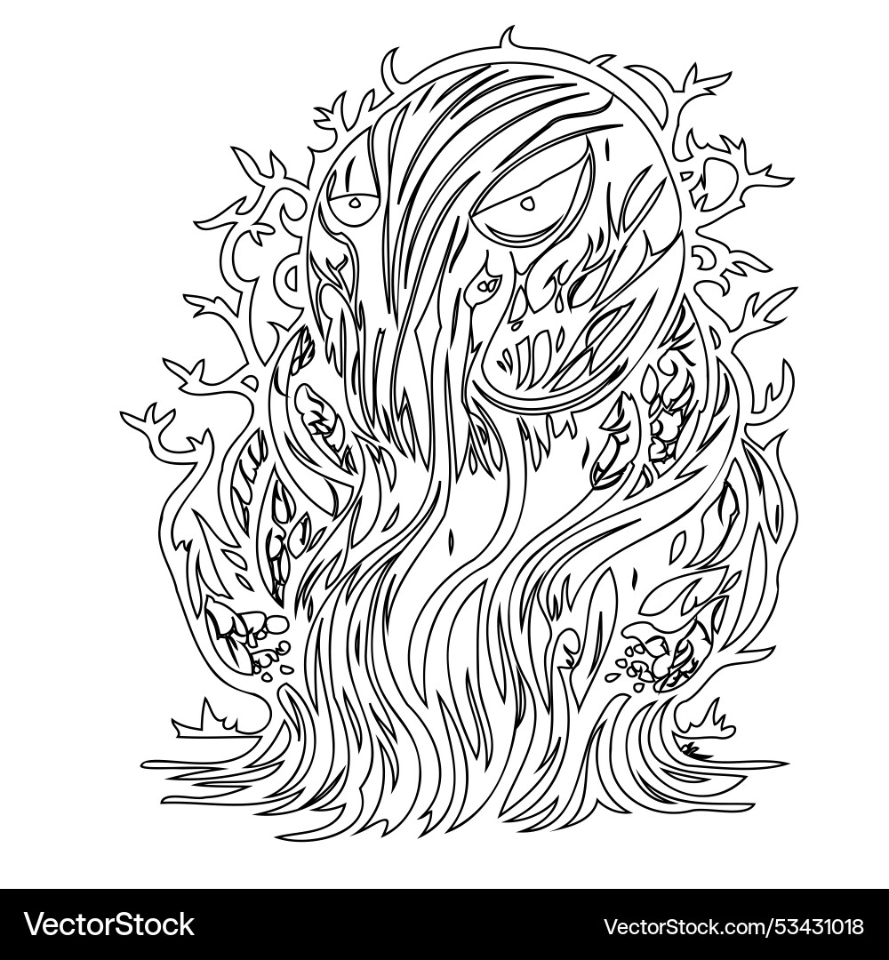 Swamp monster outline sketch Royalty Free Vector Image