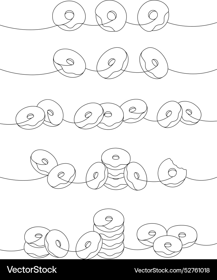 Take away donut set delicious donuts one line Vector Image