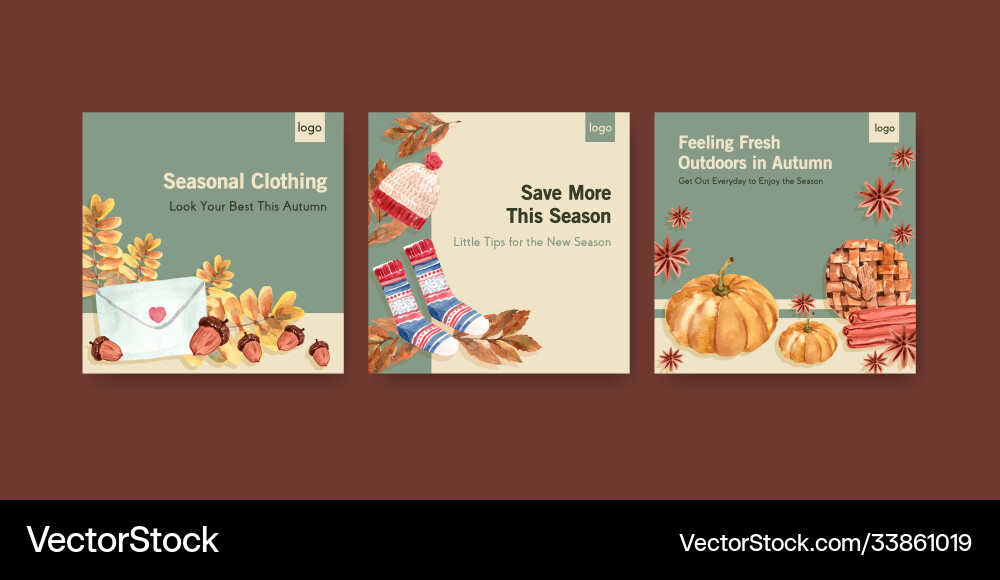 Ads template with autumn daily concept design Vector Image