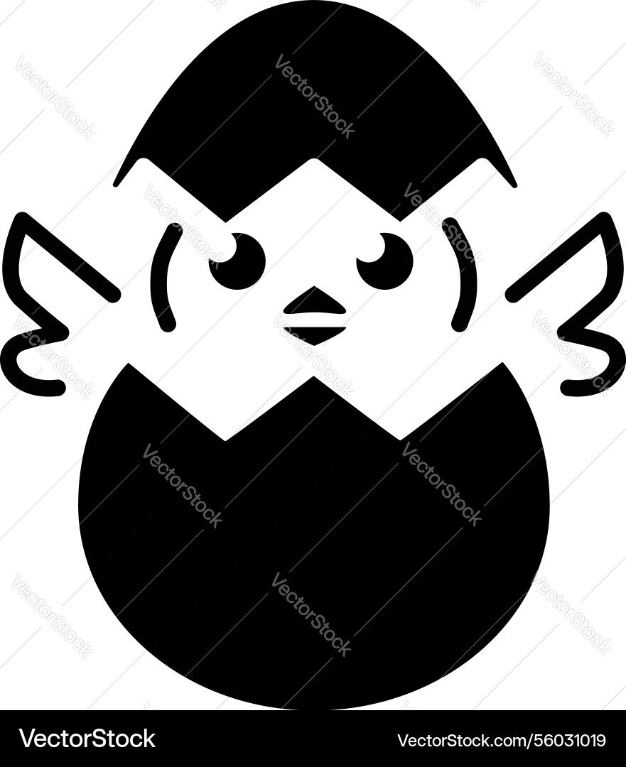Baby chick hatching from an egg easter stencil Vector Image