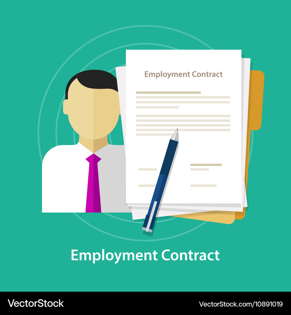 Employment contract paper document desk and hand Vector Image