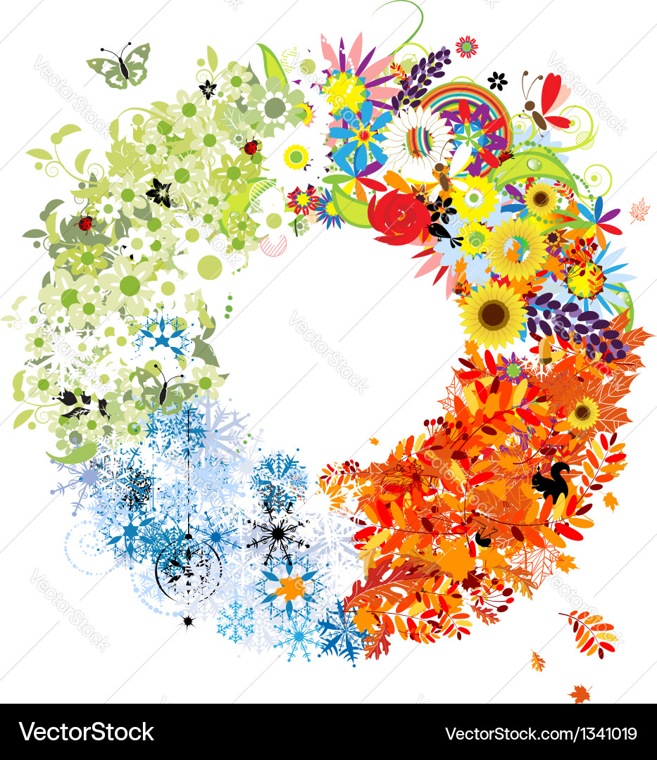Four seasons frame - spring summer autumn winter Vector Image