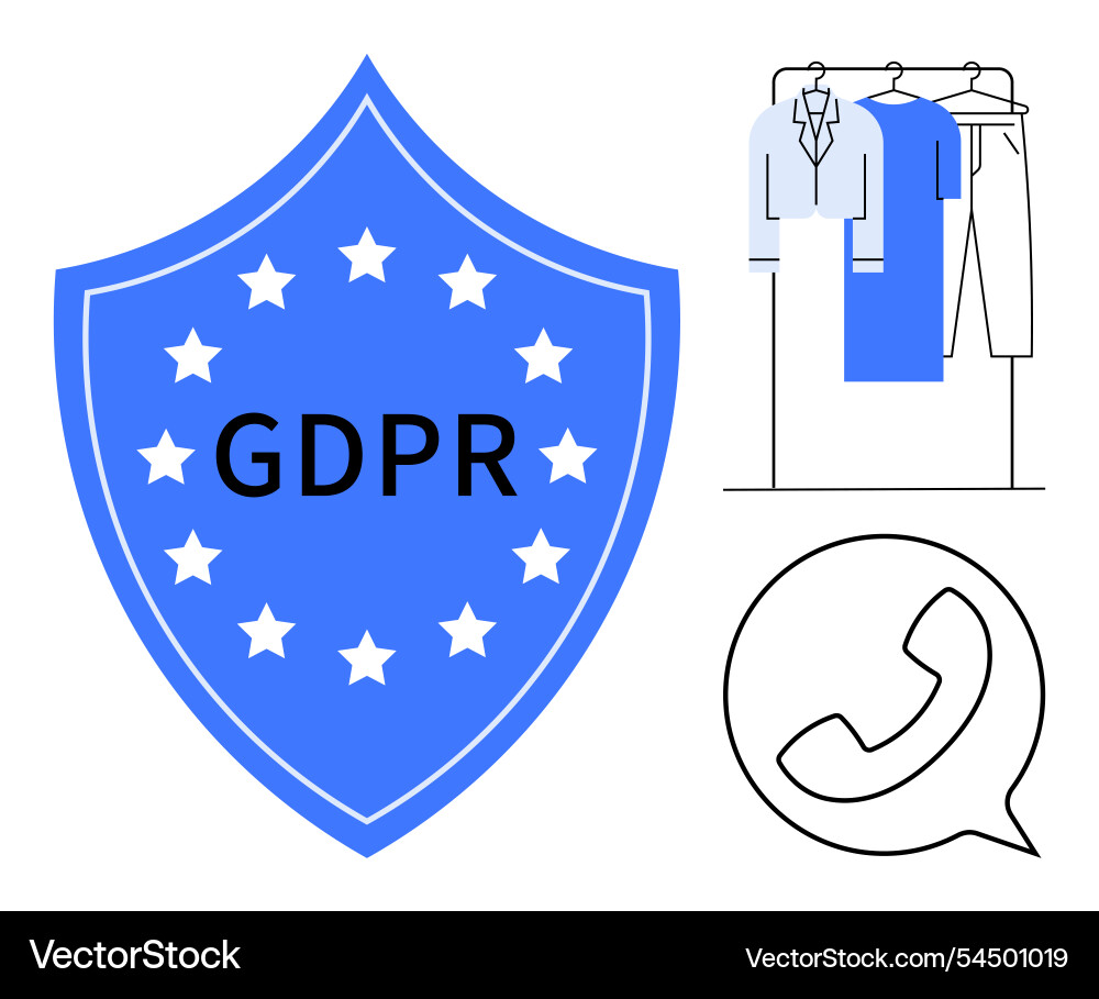 Gdpr compliance in e-commerce shield with stars Vector Image