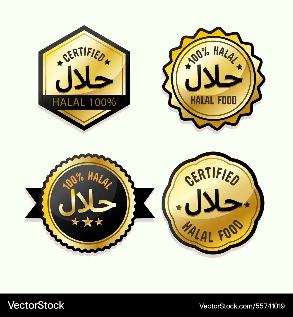 Halal stamp collection with golden style Vector Image