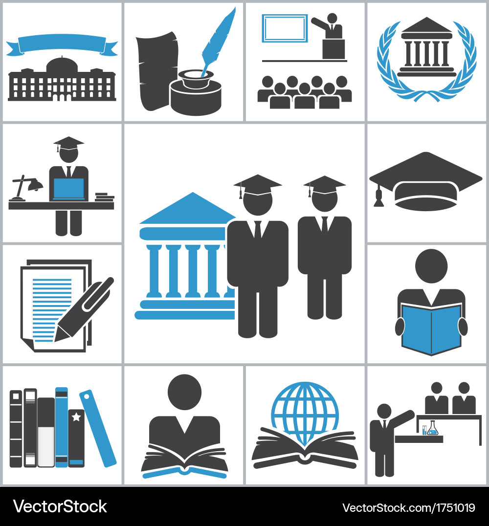 High education icons Royalty Free Vector Image
