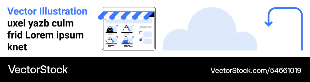 Minimalist website wireframe with cloud and arrow Vector Image