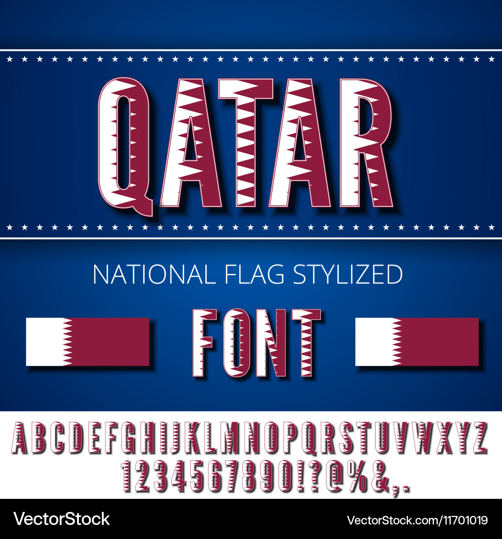 National flag font Royalty Free Vector Image - VectorStock