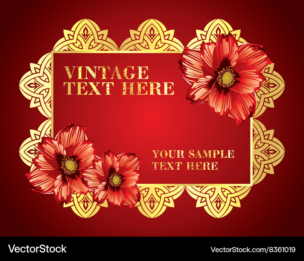 Red and gold vintage frame Royalty Free Vector Image