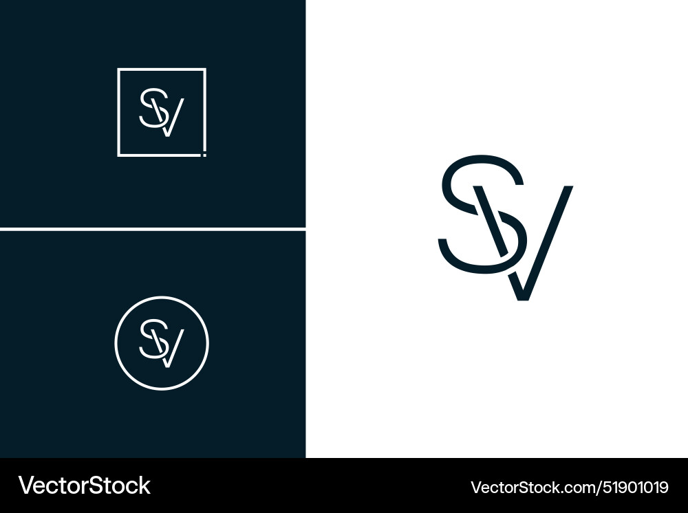 Sv logo template - simple icon for initial letter Vector Image