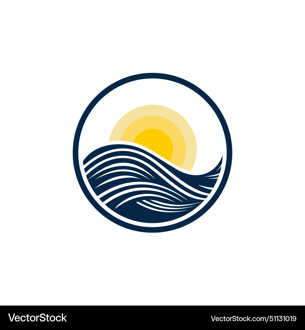Wave logo and circle Royalty Free Vector Image