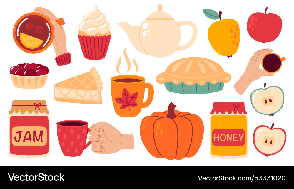 Autumn cozy design elements set of fall apples Vector Image