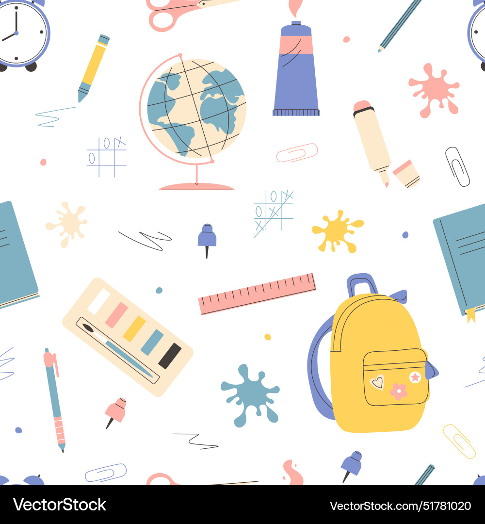 Back to school seamless pattern Royalty Free Vector Image