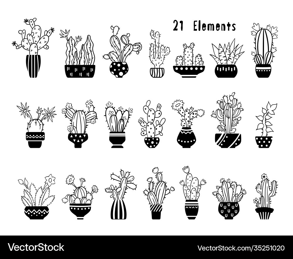 Cactus clipart set Royalty Free Vector Image - VectorStock