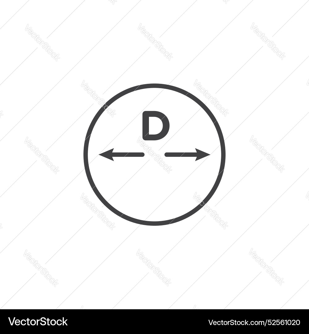 Diameter icon set on white background Royalty Free Vector