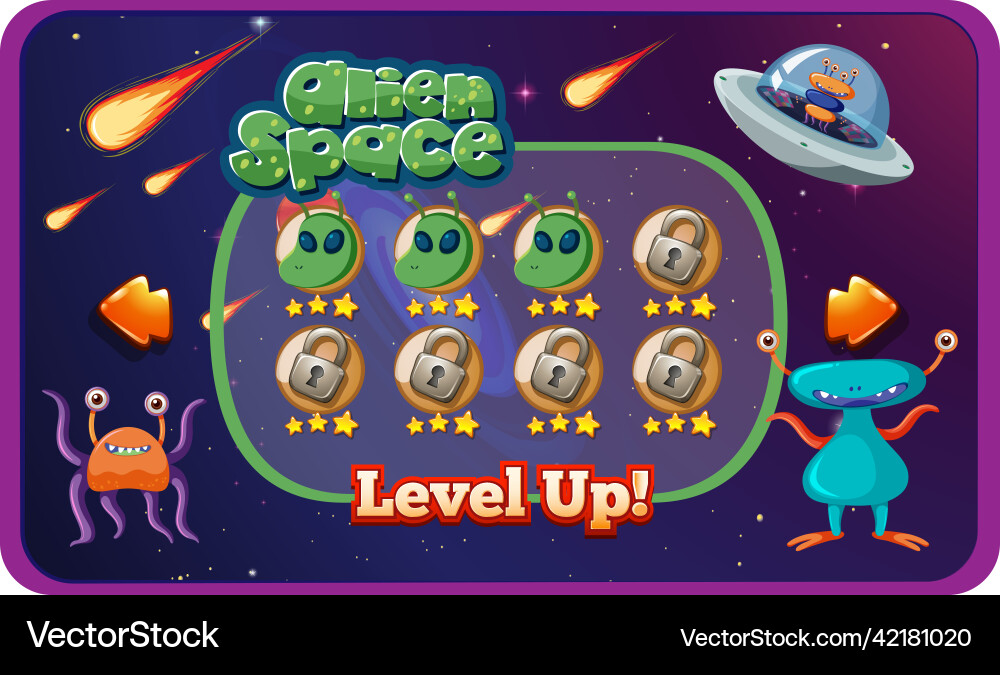 Game template design with space theme Royalty Free Vector