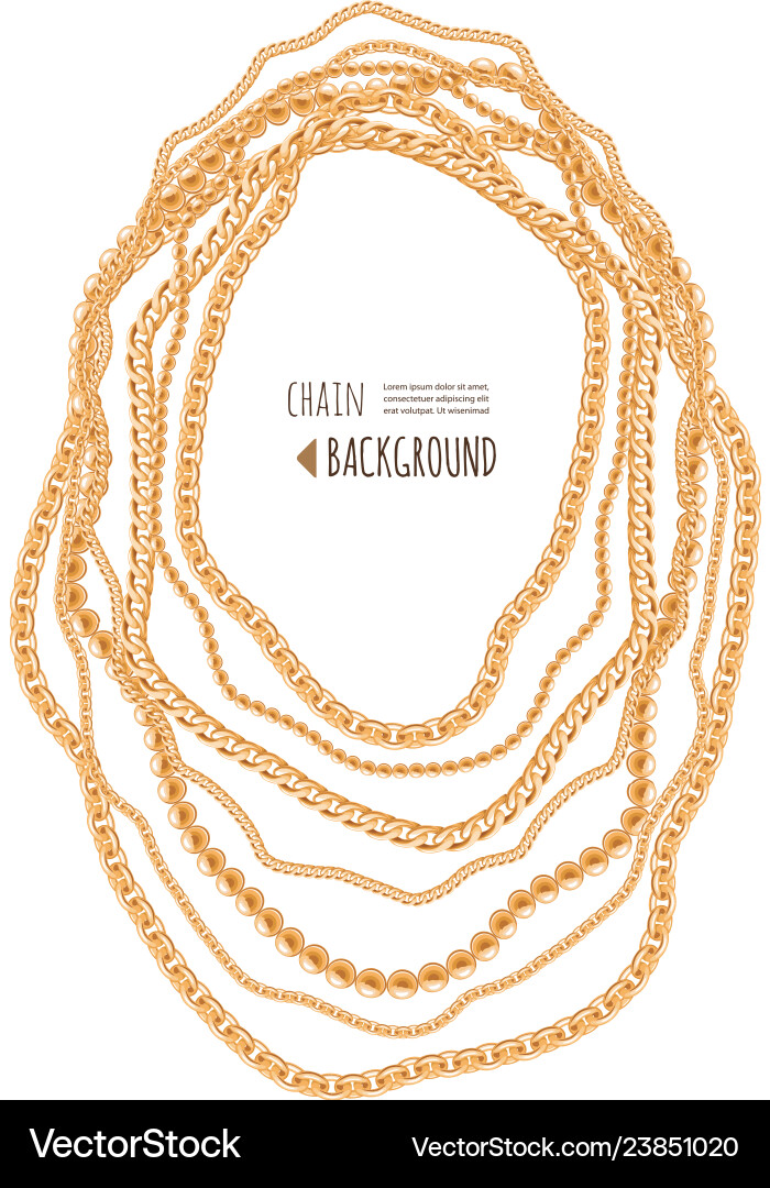 Gold chains necklace abstract background jewelry Vector Image