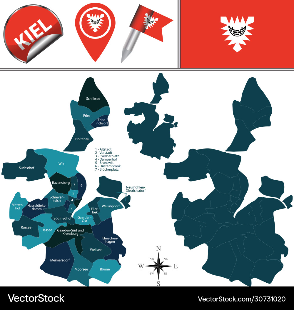 Map kiel germany Royalty Free Vector Image - VectorStock